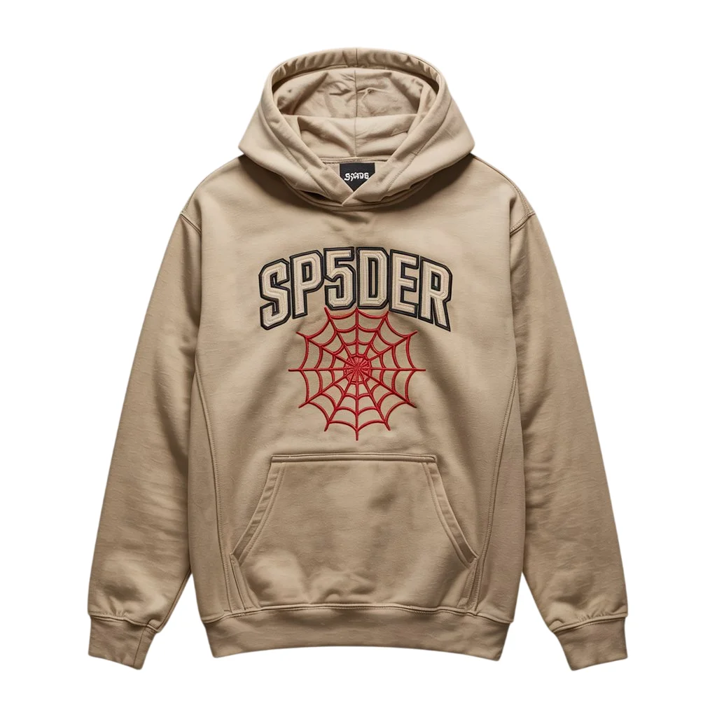 Beige Sp5der Hoodie | Current Trending - QS Wear
